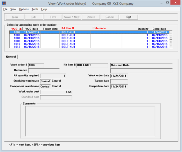 Introduction to Work Order History